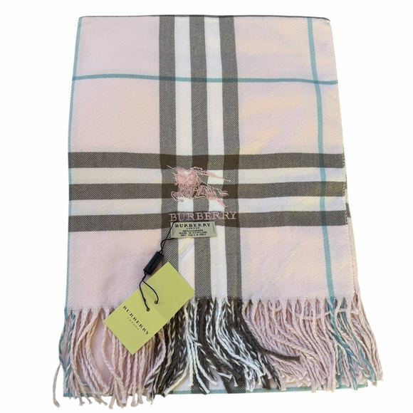 Burberry | Accessories | New Burberry 0 Cashmere Light Pink Scarf Plaid ...